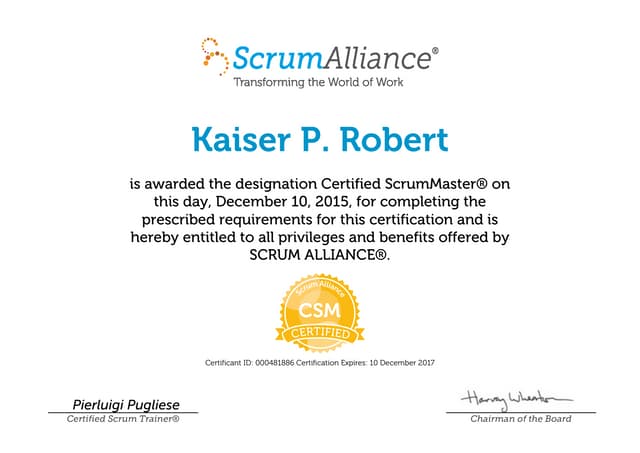 Agile Certified Scrum Master Csm Scrumalliance Ppt