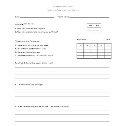 Kaizen Evaluation Form sejak engkau bert | DOCX