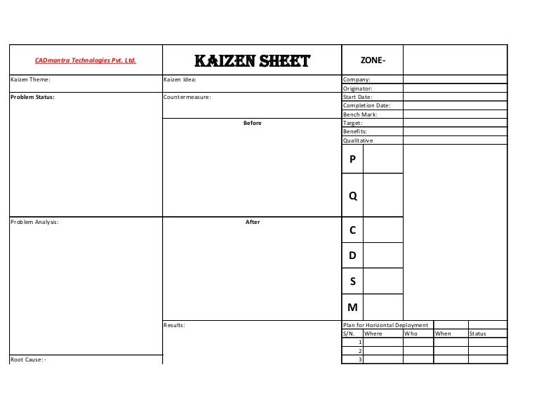 Kaizen sheet