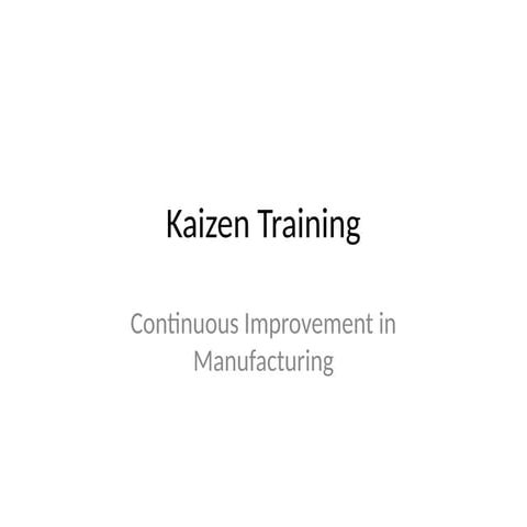 Comprehensive Kaizen Training for Continuous Improvement in ...