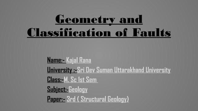 Fault'classification of fault and mechanism of faulting | PPTX