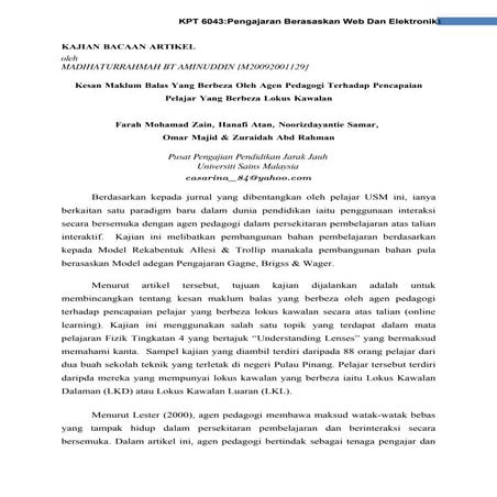 Kajian Bacaan Artikel Doc