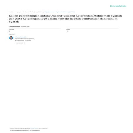 KAJIAN PERBANDINGAN ANTARA UNDANG-UNDANG KETERANGAN MAHKAMAH SYARIAH ...