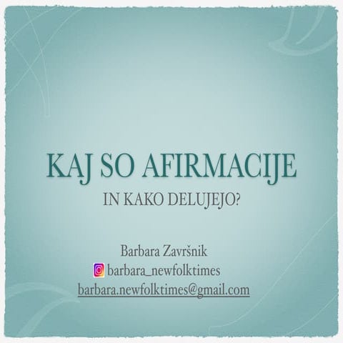 Kaj so afirmacije in kako delujejo | PDF