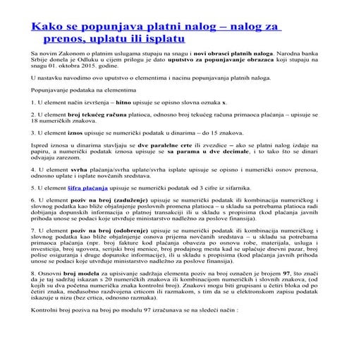 Kako se popunjavaju platni nalozi | DOC