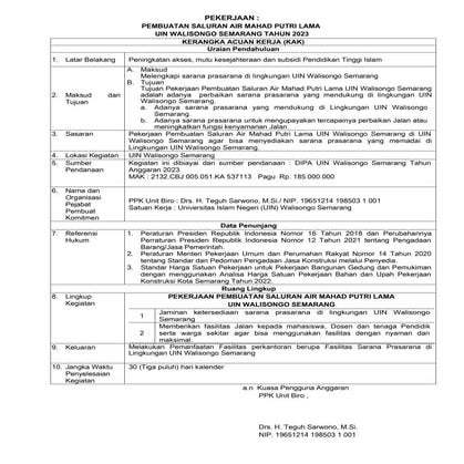 KERANGKA ACUAN KERJA PEKERJAAN KONSTRUKSI | DOCX