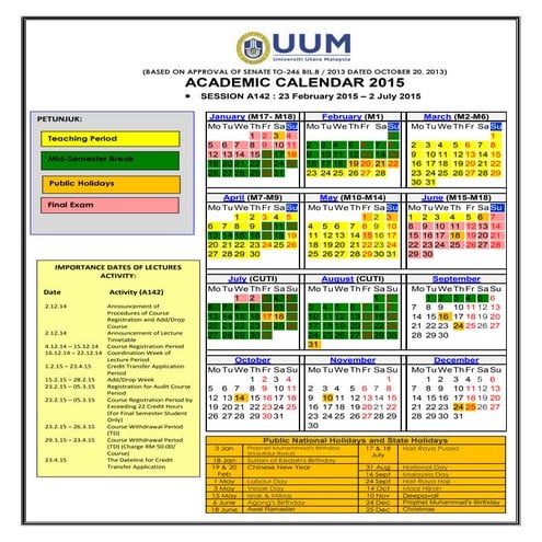 Academic Calendar 2014-2015 | PDF