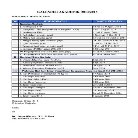 Kalender Akademik | DOCX