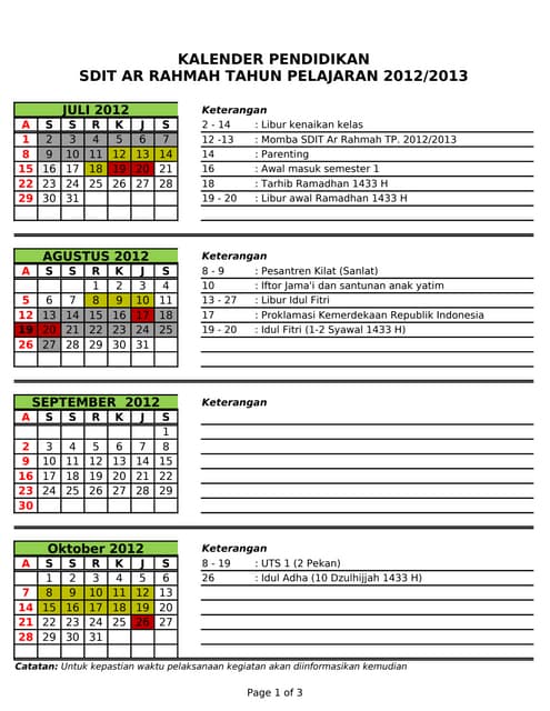 Kalender pendidikan | PDF