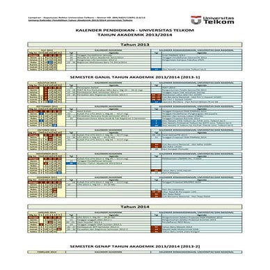 Kalender pendidikan universitas telkom 2013 2014(1) | PDF