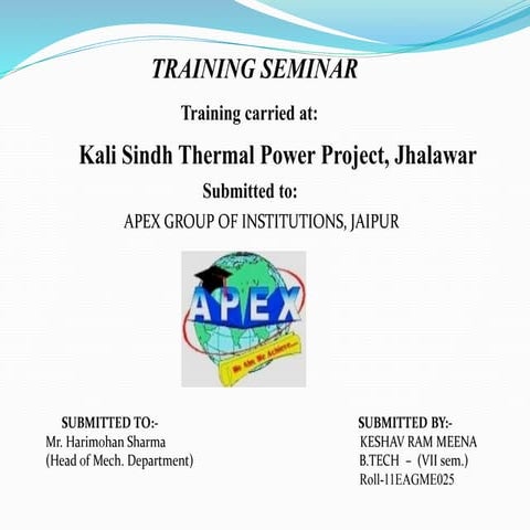Kalisindh thermal power project jhalawar (keshav) | PPTX