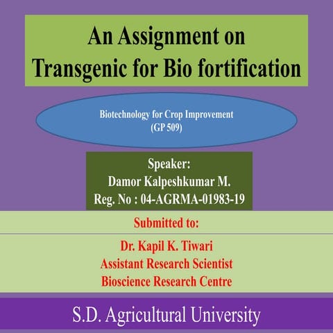 Transgenic for Bio Fortification | PPTX