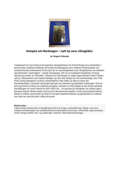 Vikingtid, motstandsrett og folkestyre | PDF