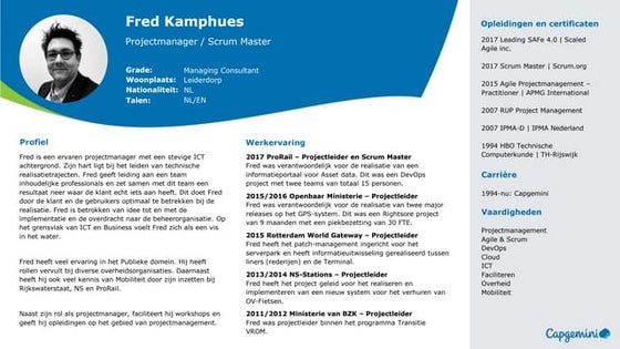 Cv one page fred kamphues 2012 | PPTX