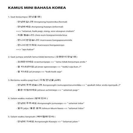 Kamus Mini Bahasa Korea | DOCX