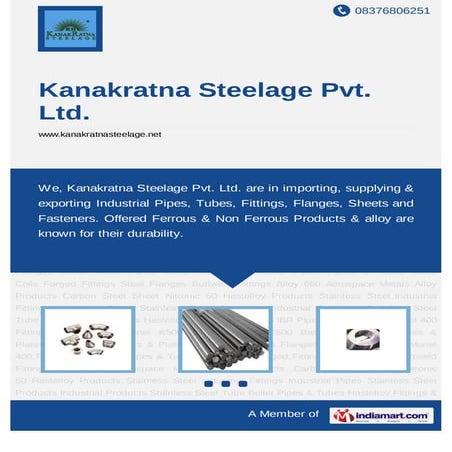 Kanakratna Steelage Pvt. Ltd., Mumbai, Ferrous & Non Ferrous Products | PDF