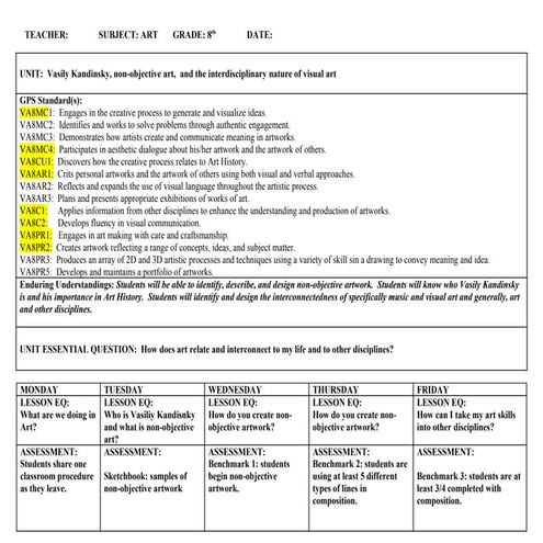 Kandinsky 8th Grade Art LP | PPT