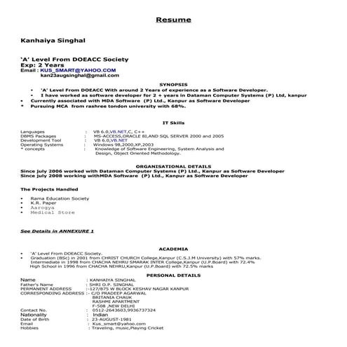Kanhaiya Resume | PDF