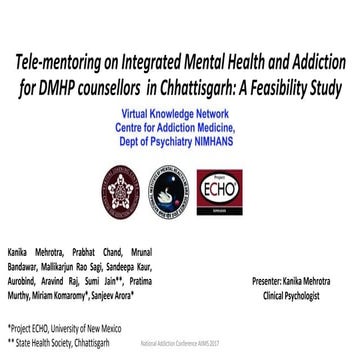 Tele-mentoring on Integrated Mental Health and Addiction for DMHP ...