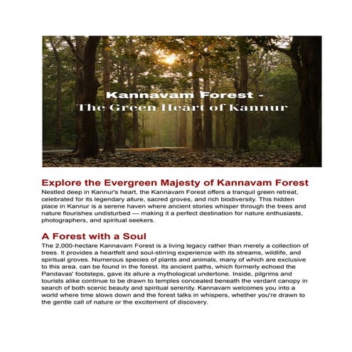 kannavam forest.the green heart of kannur | PDF