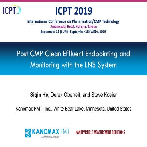 Post CMP Clean Effluent End pointing and Monitoring with the LNS System | PDF