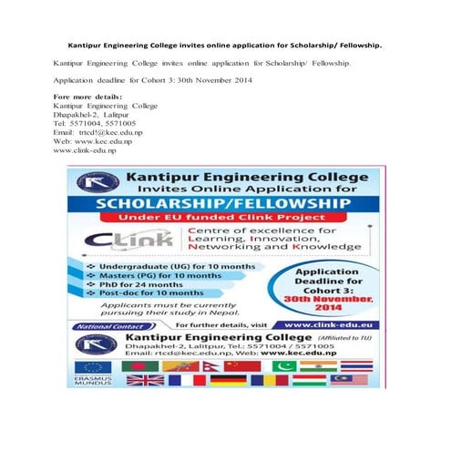 Kantipur Engineering College invites online application. | DOCX