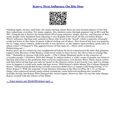 Kanye West Influence On Hip Hop | PDF