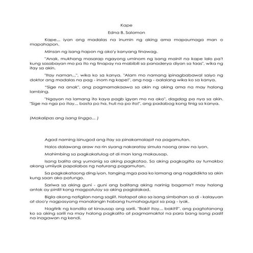 "Kape" (Coffee) | PDF