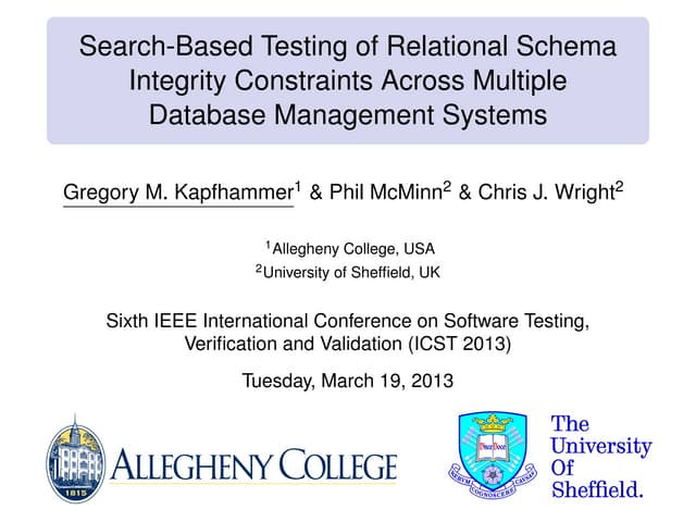 Search Based Testing Of Relational Schema Integrity Constraints Across Multiple Database 4677