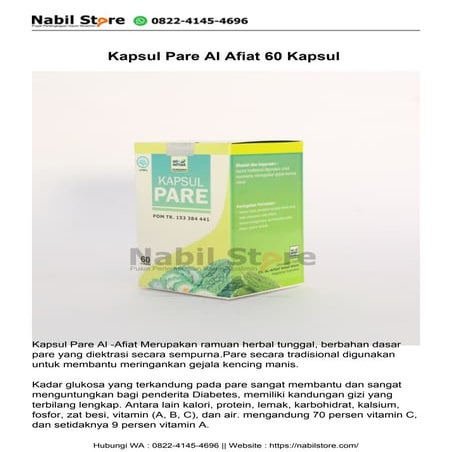 Toko Herbal Kapsul pare-al-afiat-60-kapsul | PDF