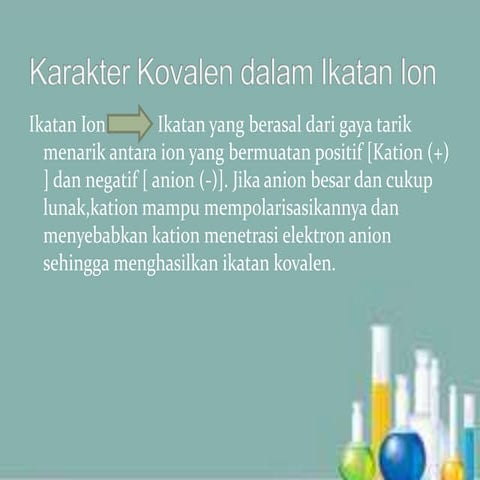 Karakter kovalen dalam ikatan ion | PPT