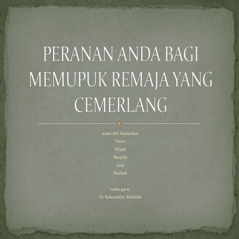 Membentuk Remaja Cemerlang | PPTX