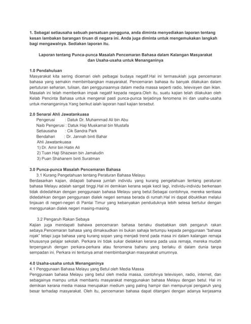 Skrip pidato 'memartabatkan bahasa melayu' | DOCX