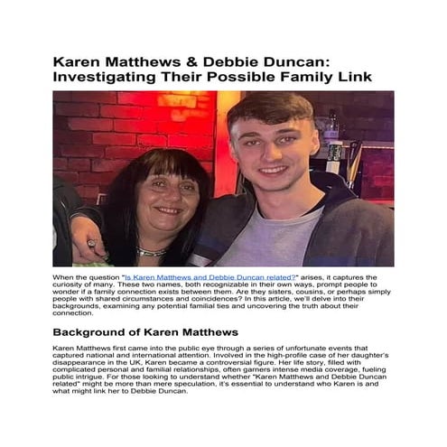 Karen Matthews & Debbie Duncan: Investigating Their Possible Family Link | DOCX