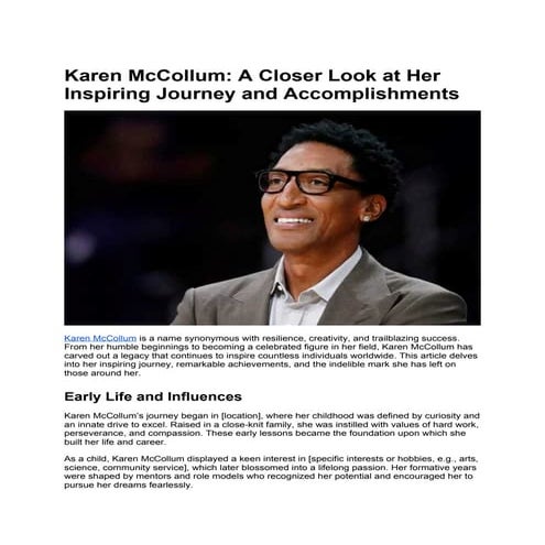 Karen McCollum: A Closer Look at Her Inspiring Journey and ...