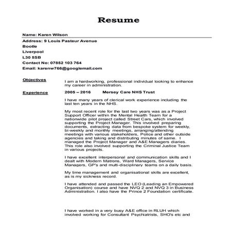 Karen wilson cv current | DOCX