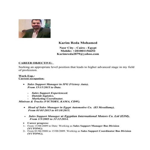 Karim reda cv copy | DOC | Automotive Industry | Industries
