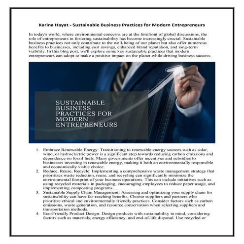 Sustainable Business Practices in the Modern Economy | PDF