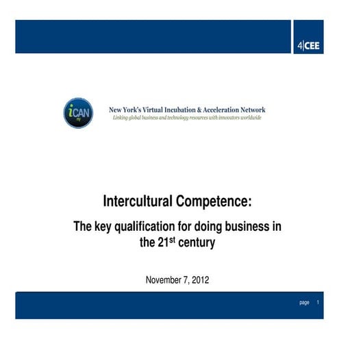 Intercultural Competence the Key Qualification for Doing Business in the 21st Century | PPT