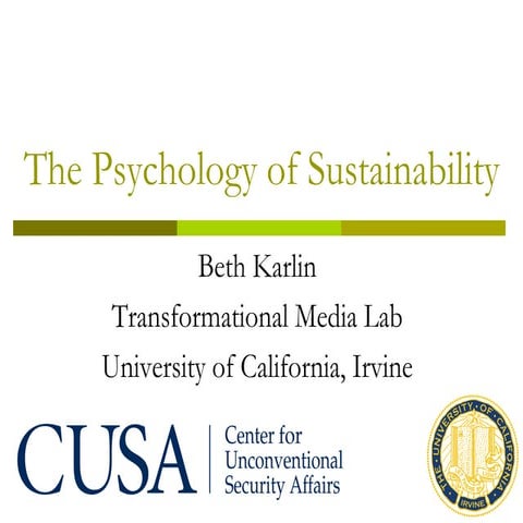 The Psychology of Sustainability | PDF | Environment | Science