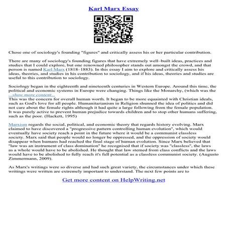 Karl Marx Essay | PDF