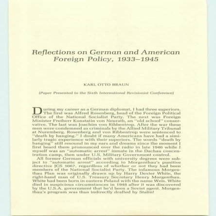 Karl otto braun reflections on german and american foreign policy, 1933 ...