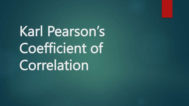 Karl Pearsons Coefficient Of Correlation Pptx Physics Science