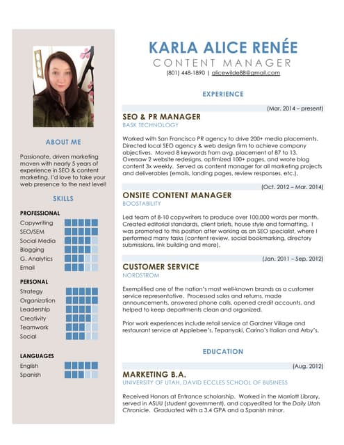 My Resume In One Page Updated in May | PDF