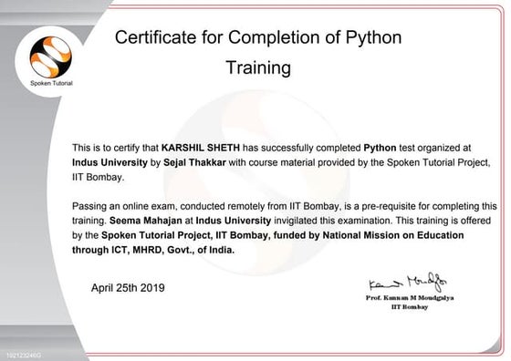 Karshil sheth-participant-certificate c++ | PPT