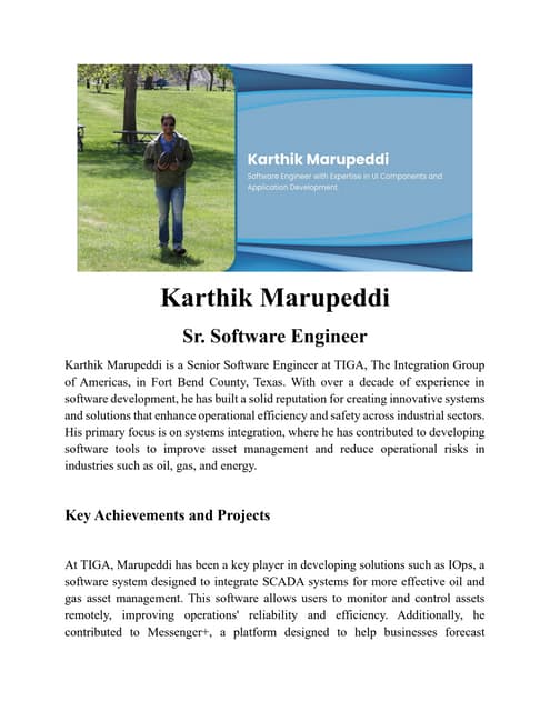 Karthik Marupeddi, Sr. software engineer