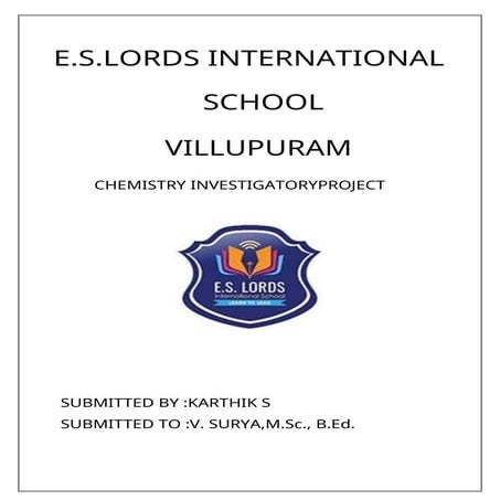 CHEMISTRY INVESTIGATORY PROJECT class 12 | PDF