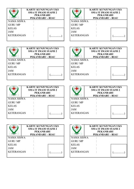 FORMAT BUKU KUNJUNGAN UKS | DOCX