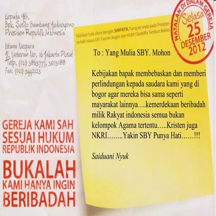 Kartupos dukungan bagi GKI Yasmin dan HKPB Filadelfia.. | PDF