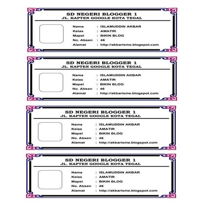 Kartu ulangan siswa | DOC